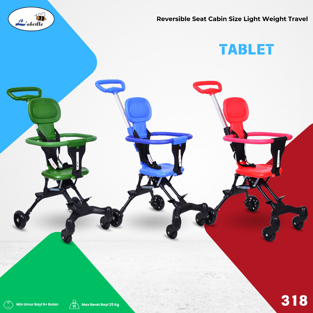 Jual Labeille 318 Baby Stroller Tablet Reversible Seat Cabin Size Light ...