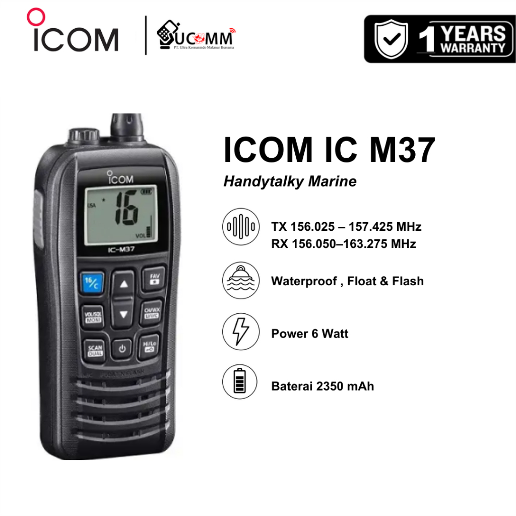 Jual ICOM M37 M 37 M-37 VHF HT Marine Waterproof & Floating Original | Shopee Indonesia
