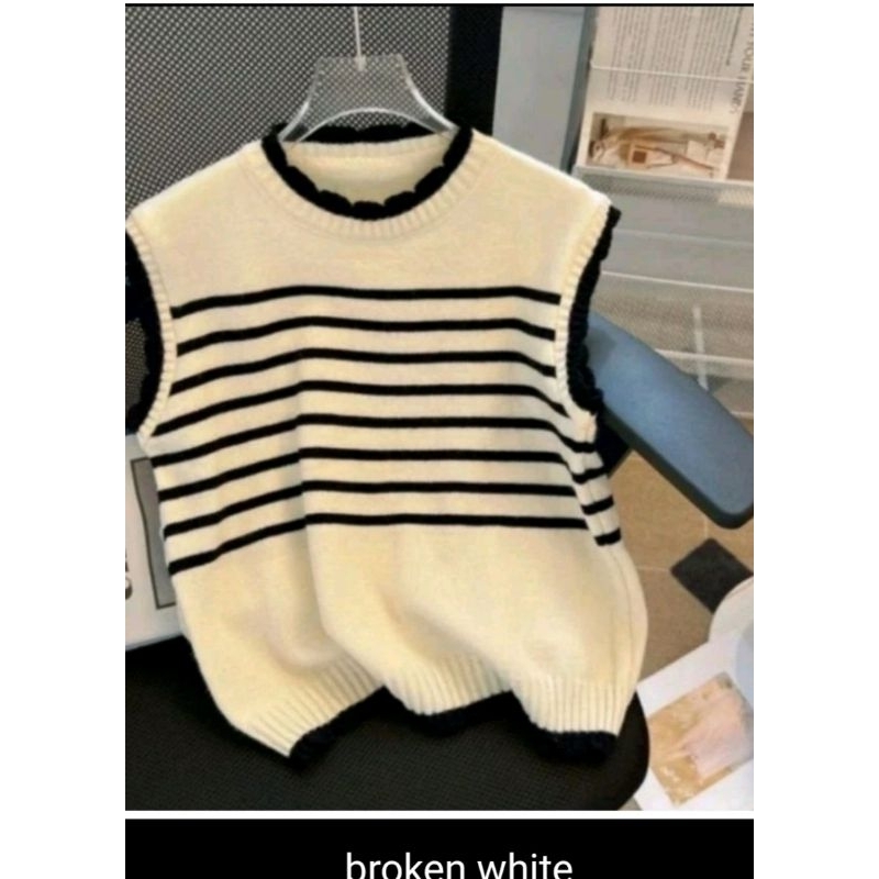 Jual vest ROMPI RAJUTAN ATASAN SWITER LIST BLUOS STRIF STYLE KOREA ...
