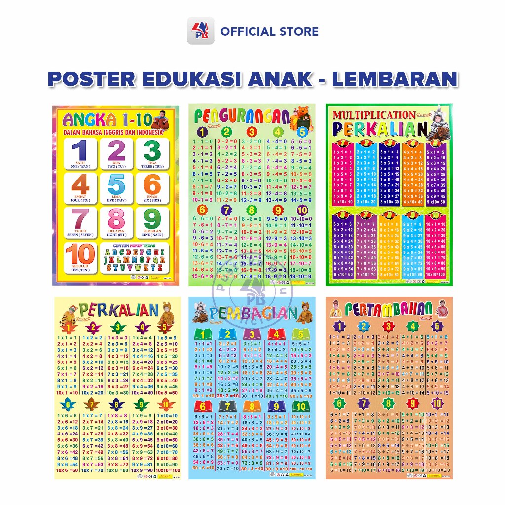 Jual Poster Edukasi Anak Mainan Edukasi Anak Lembaran Pembagian ...