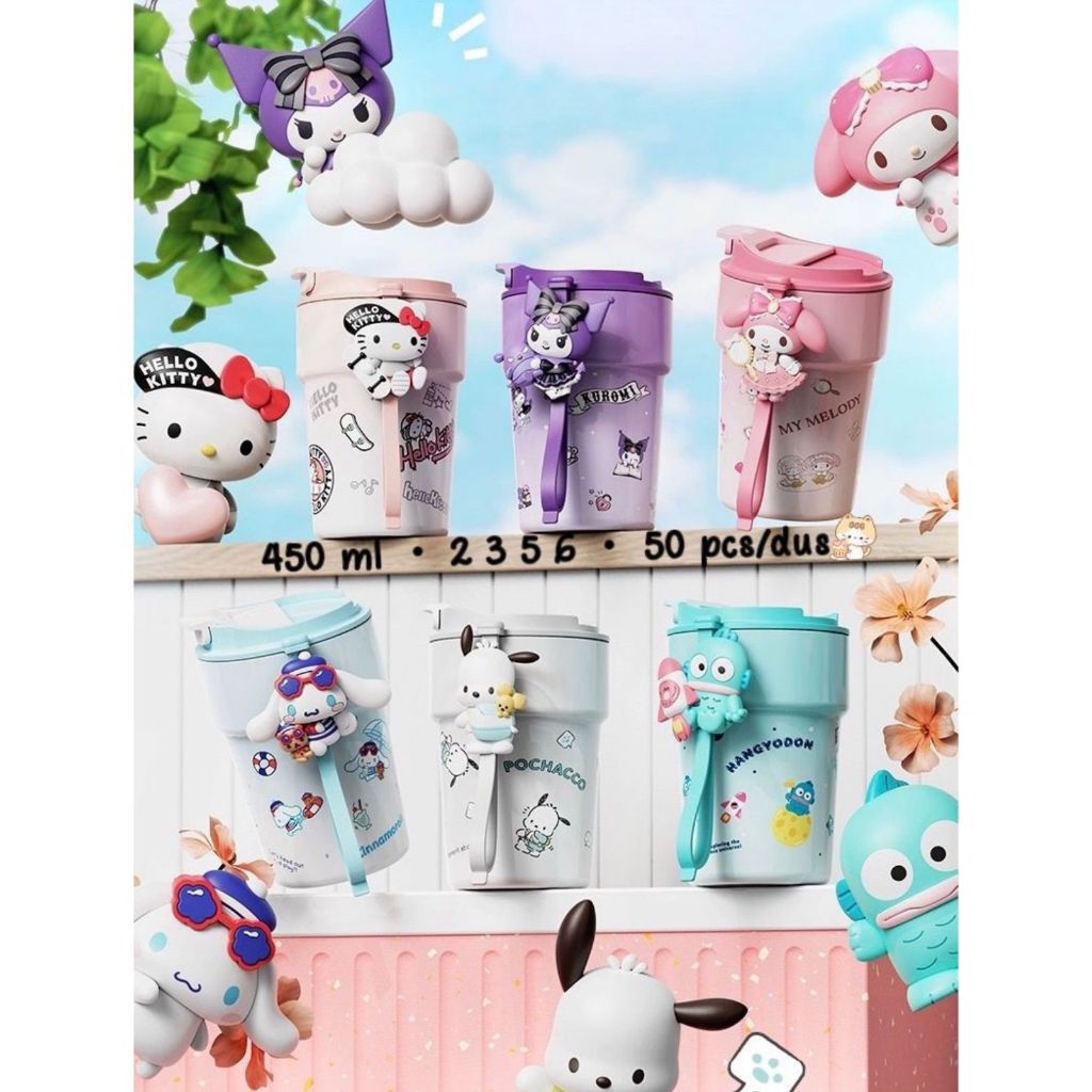 Jual Botol Minum Sanrio 450ML Free Lanyard Tumbler Stainless Stell 304 Karakter Kuromi Cinamorol ...