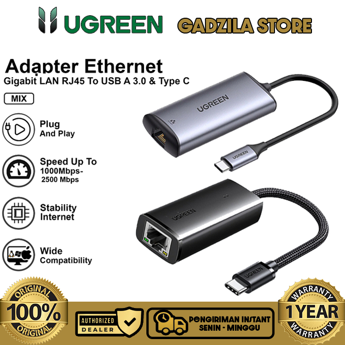 Jual UGREEN Lan Adaptor Internet Modem Converter Usb Type C to LAN RJ45 ...