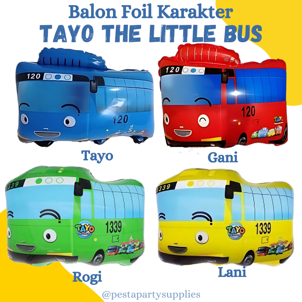 Jual Balon Foil Tema Kendaraan Karakter Tayo the Little Bus/Balon ...