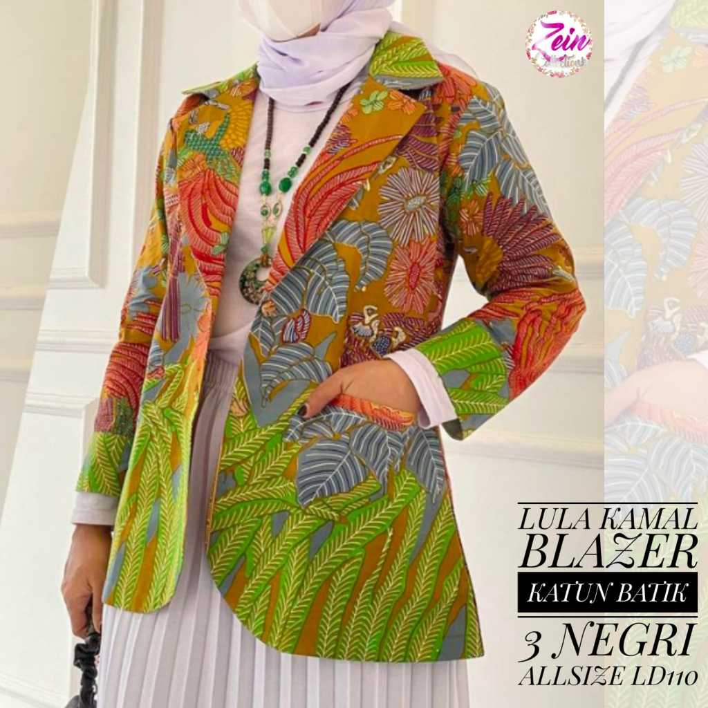 Jual BLAZER BATIK WANITA KERJA MODERN BAHAN KATUN | Shopee Indonesia