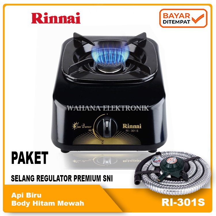 Jual Paket Rinnai RI-301S Kompor Gas 1 Tungku + Selang Regulator SNI ...