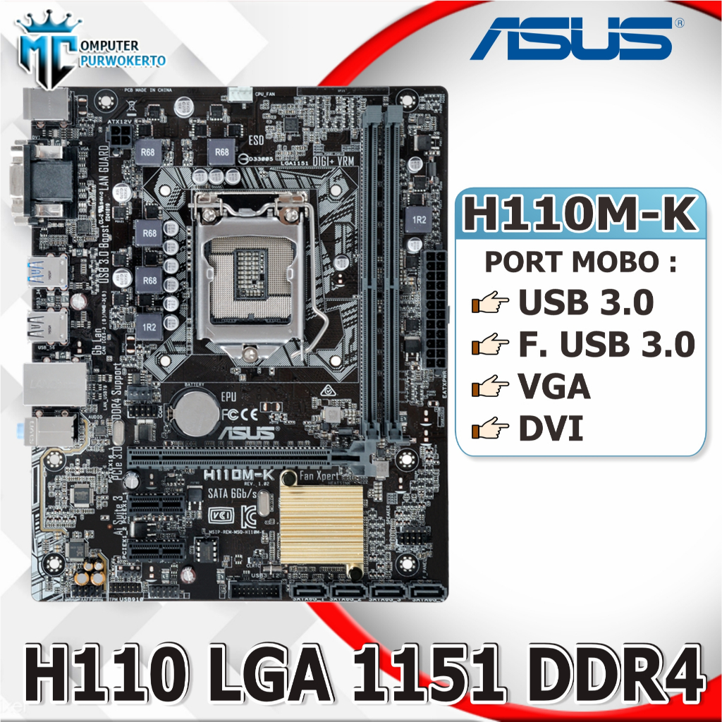 Jual Mainboard Motherboard Mobo Intel H110 1151 Asus DDR4 | Shopee Indonesia