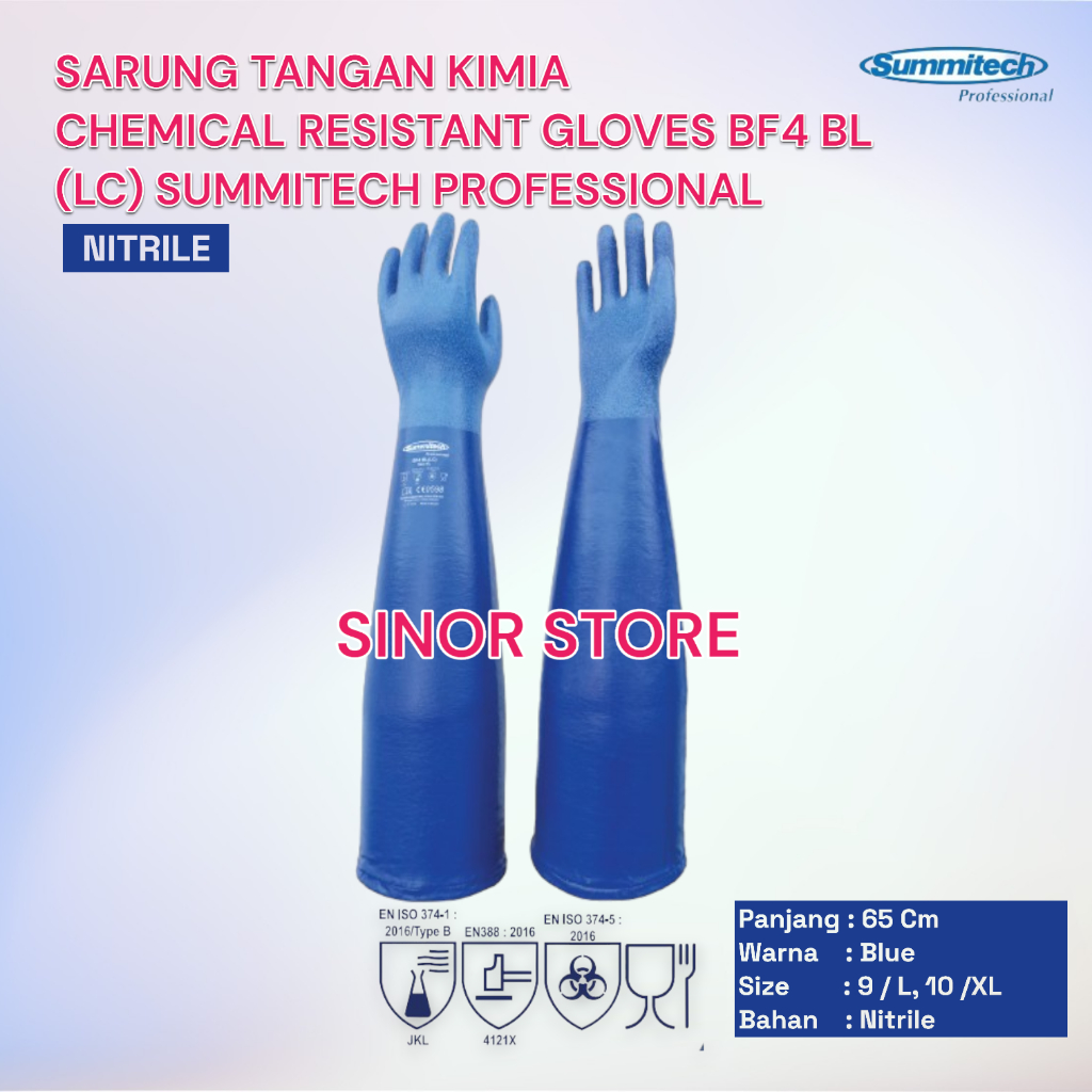Jual Sarung Tangan BF4 BL (LC) Chemical Resistant NITRILE Gloves Summitech | Shopee Indonesia