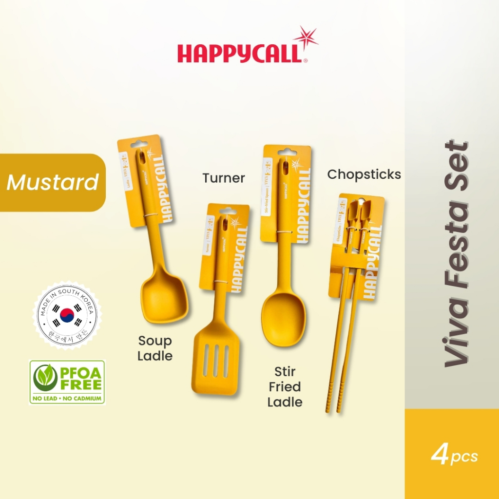 Jual Happycall Viva Festa Mustard Set Cooking Tools - Spatula Set Happy ...