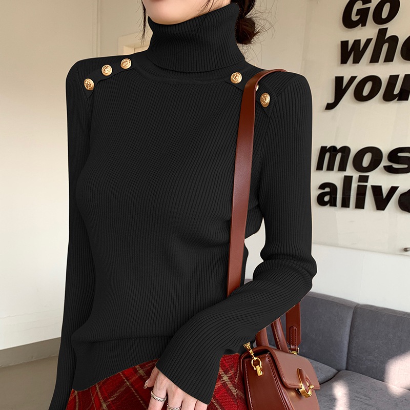 Jual Kaos Inner Rajut Wanita Rajut Lengan Panjang | Manset Turtleneck ...