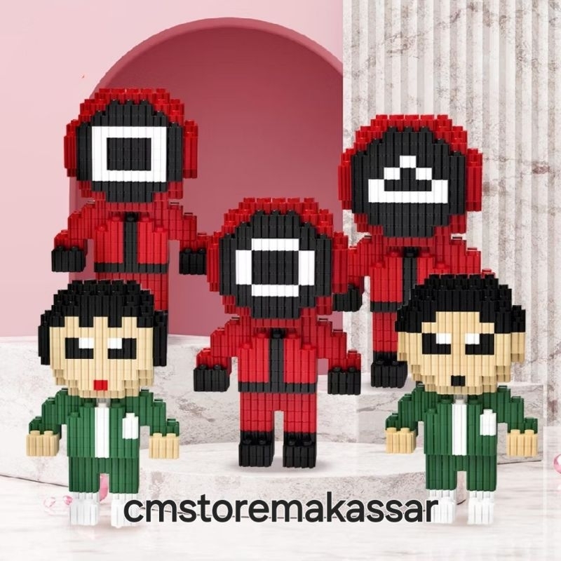 Jual Mainan Balok Susun Anak Squid Game Mini Series Blok Plastik Puzzle ...