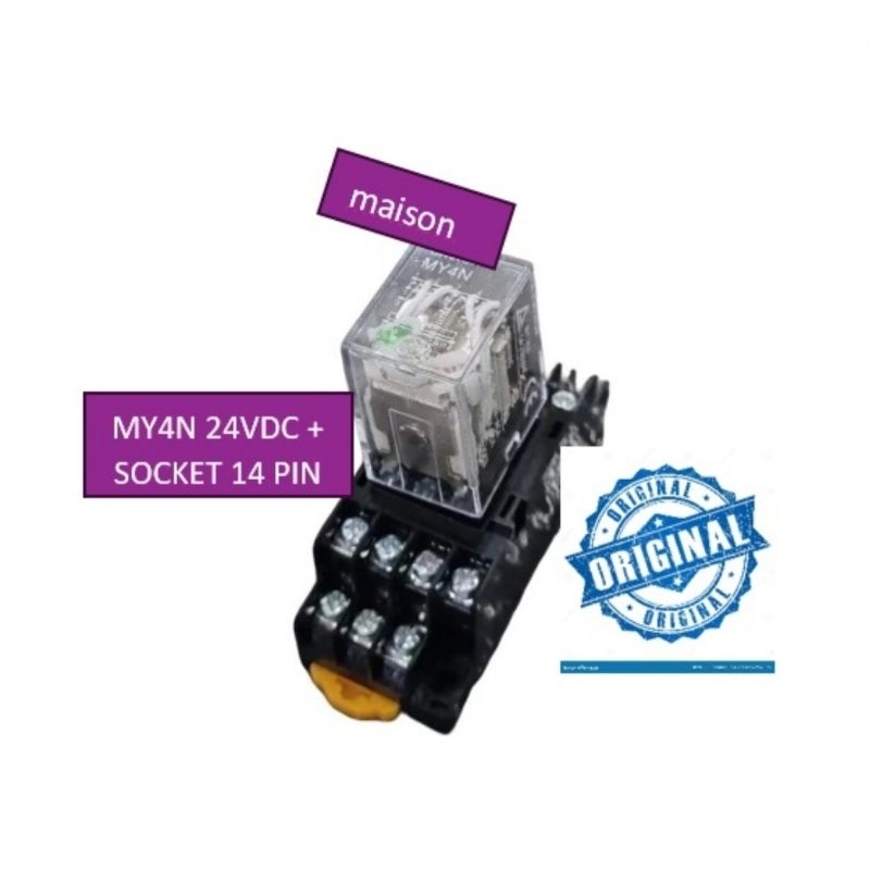 Jual Relay MY4N 24VDC + Socket - 14 PIN / my4n 24v dc / MY4 24VDC | Shopee Indonesia