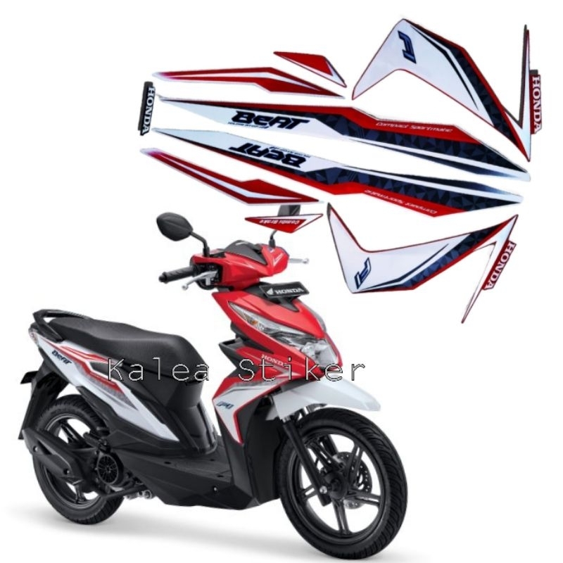 Jual STRIPING STIKER LIS BODY MOTOR HONDA BEAT CBS ISS 2016 PUTIH MERAH ...