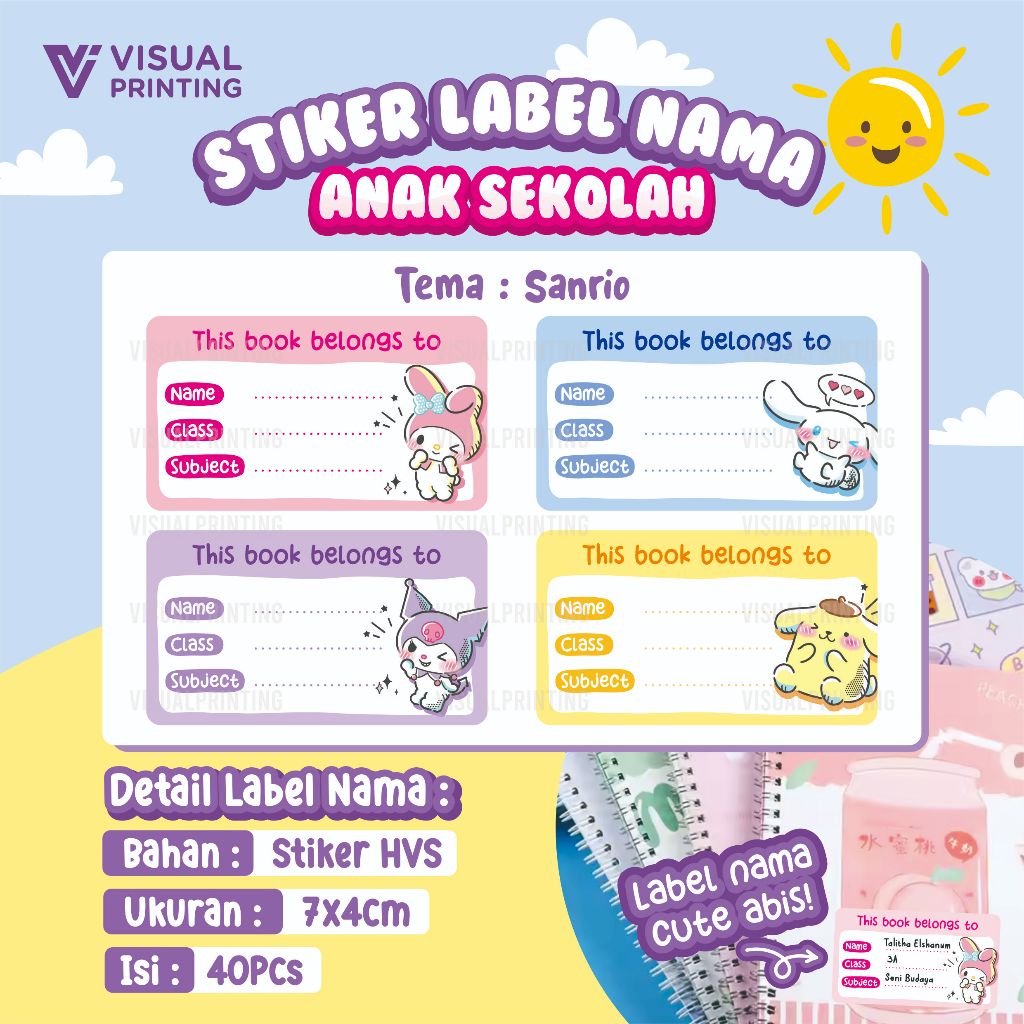 Jual Stiker Label Nama Buku Sekolah Custom | Shopee Indonesia