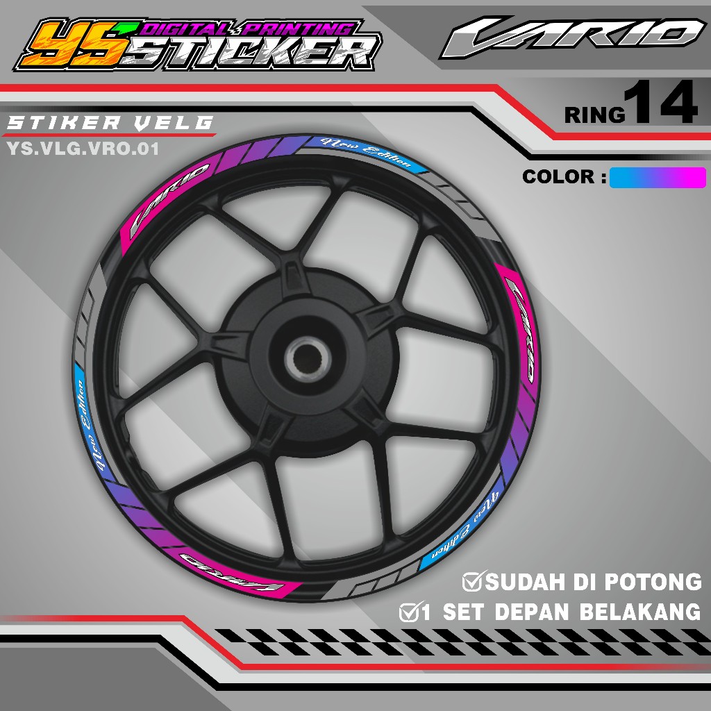 Jual Stiker-cutting ALL VARIO /variasi STIKER lis velg ring -14 custom sudah di potong HONDA ...