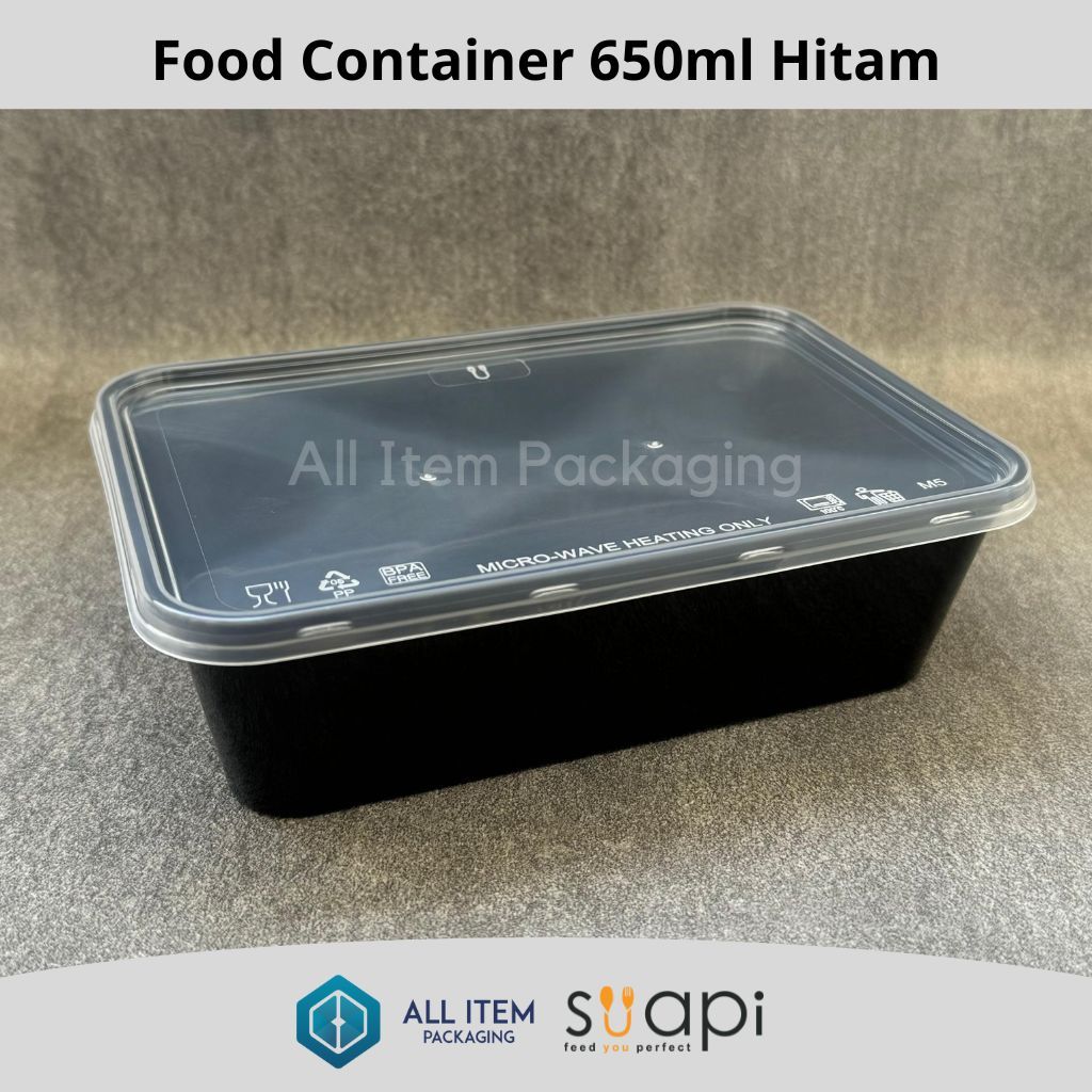 Jual Thinwall Suapi 650ml Hitam / Kotak Makan / Food Container @25 Pcs ...