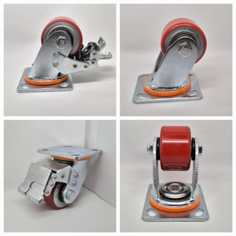 Jual Roda Troli Pu Heavy Duty 4 Inch 1Set ( 2 Rem 2 Hidup ) | Shopee ...