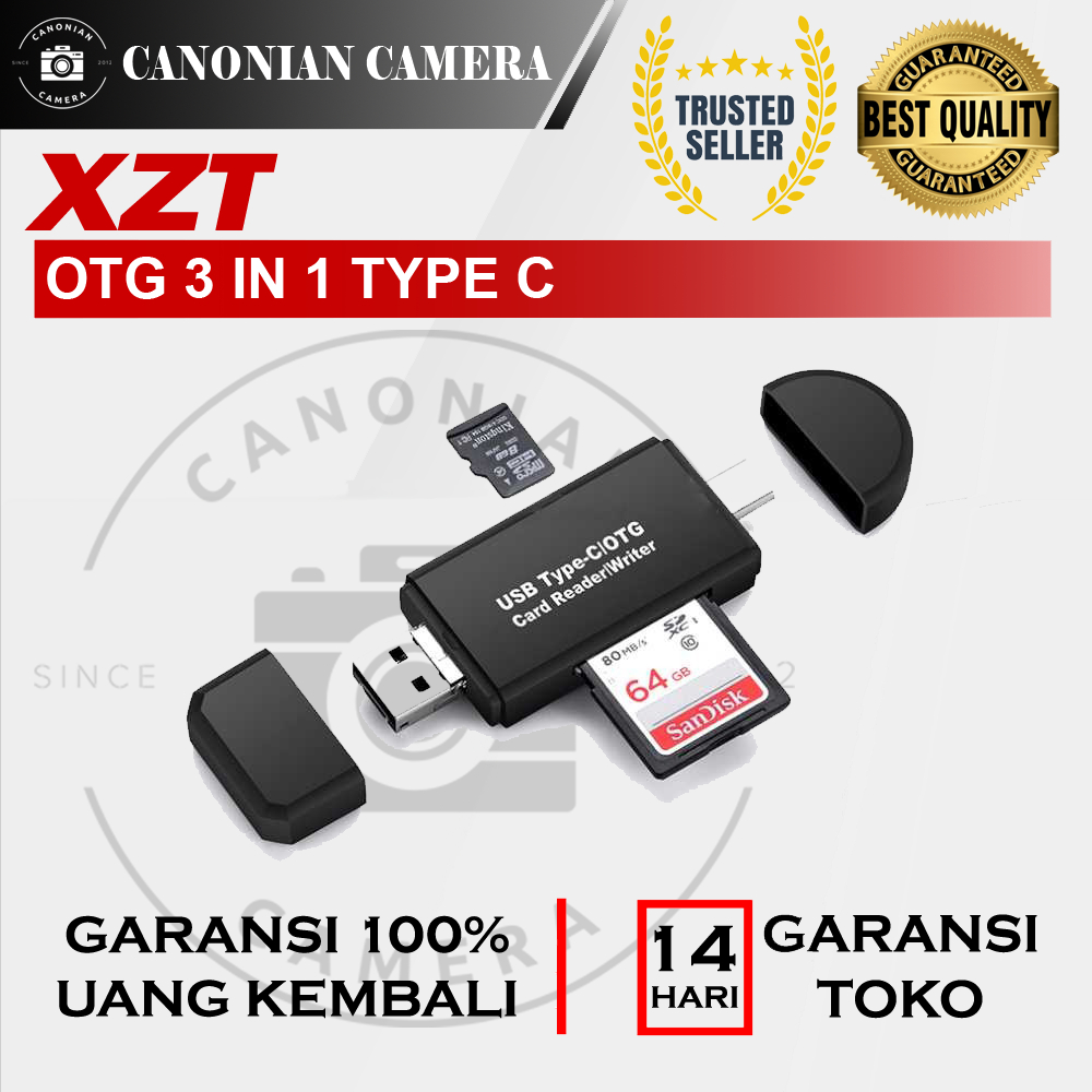 Jual OTG Memory Card Reader 3 in 1 USB Type C Type A Micro XZT | Shopee ...