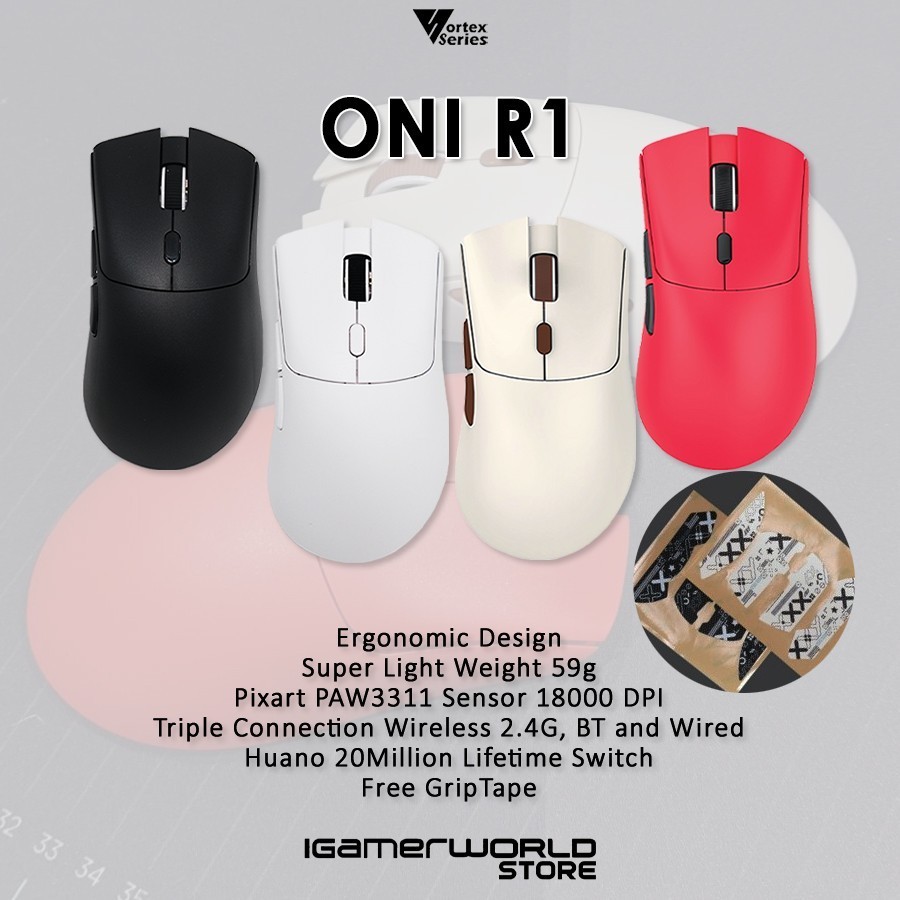 Jual VortexSeries ONI R1 Ergonomic Lightweight Wireless Gaming Mouse ...