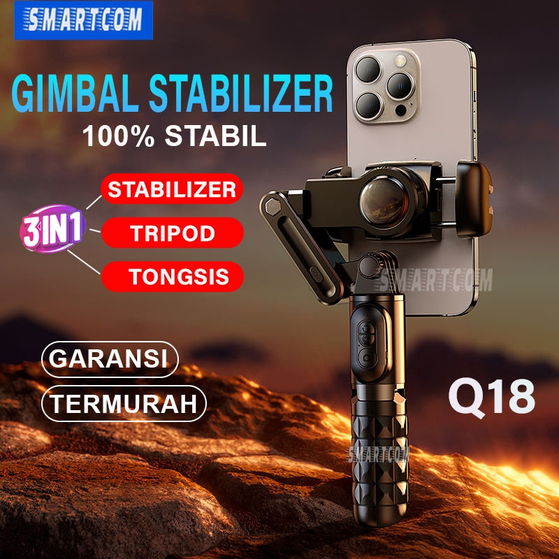 Jual SMARTCOM Q18 Gimbal Stabilizer Handphone Smart Tracking Tripod Hp Garansi Resmi | Shopee ...