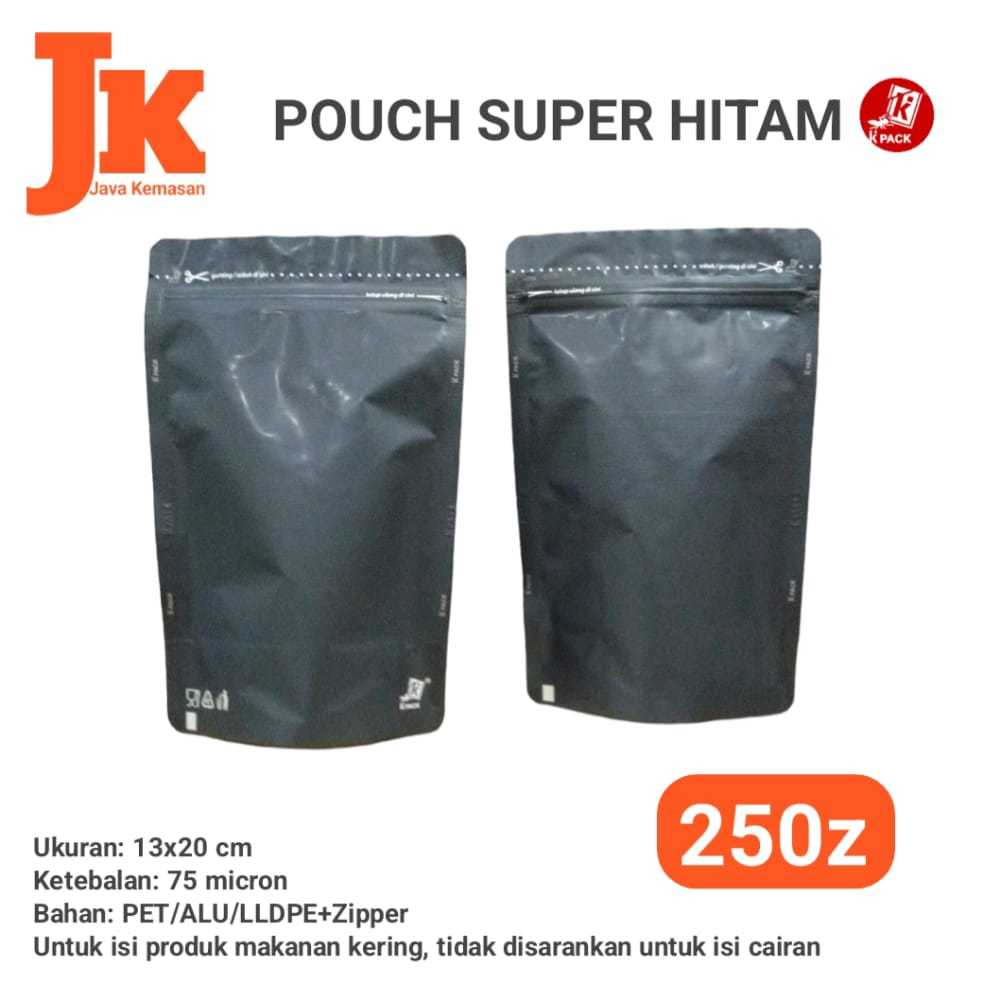 Jual KPACK 250Z STANDING POUCH SUPER HITAM 250Z FULL ALU FOIL KEMASAN ...