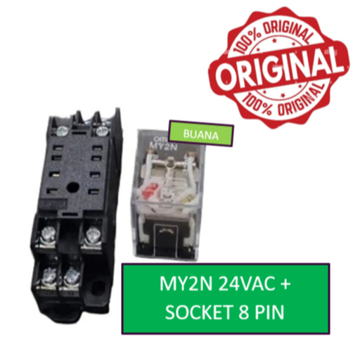 Jual Relay MY2N 24VAC + socket - 8 PIN / my2n 24v ac / MY2 24VAC ...