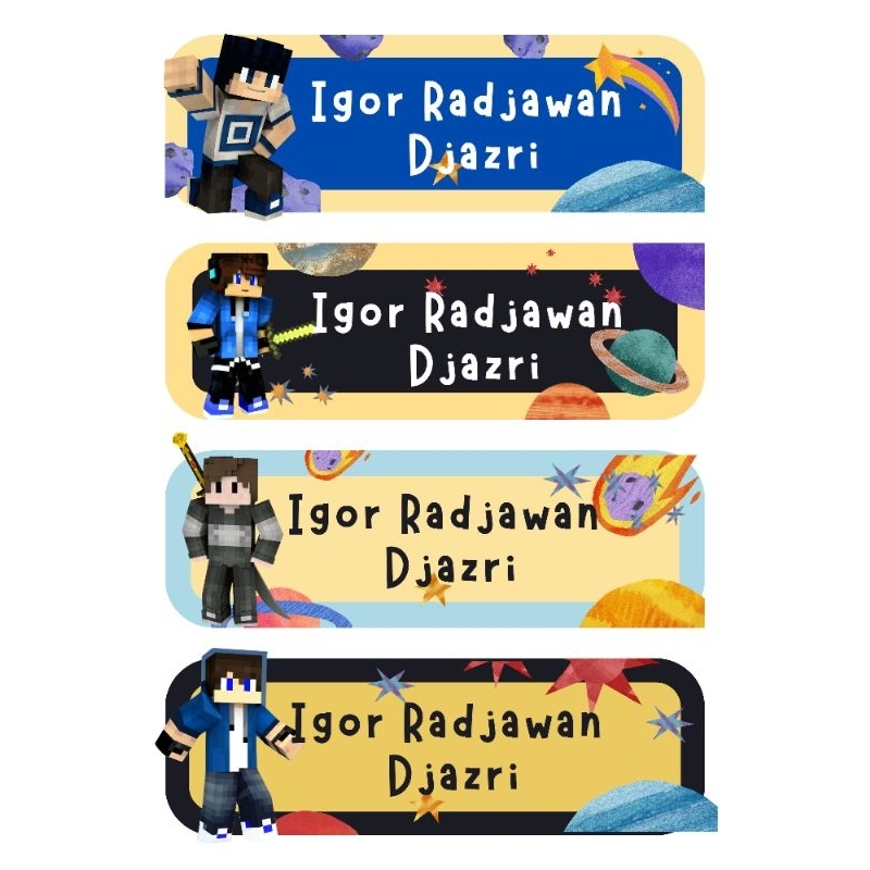 Jual TEMA MINECRAFT. TERMURAH. LABEL STICKER NAMA | Shopee Indonesia