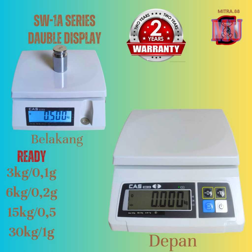 Jual Timbangan dapur/ serbaguna cas SW-1A SERIES Capacity: 3kg,6kg,15kg,30kg double display ...