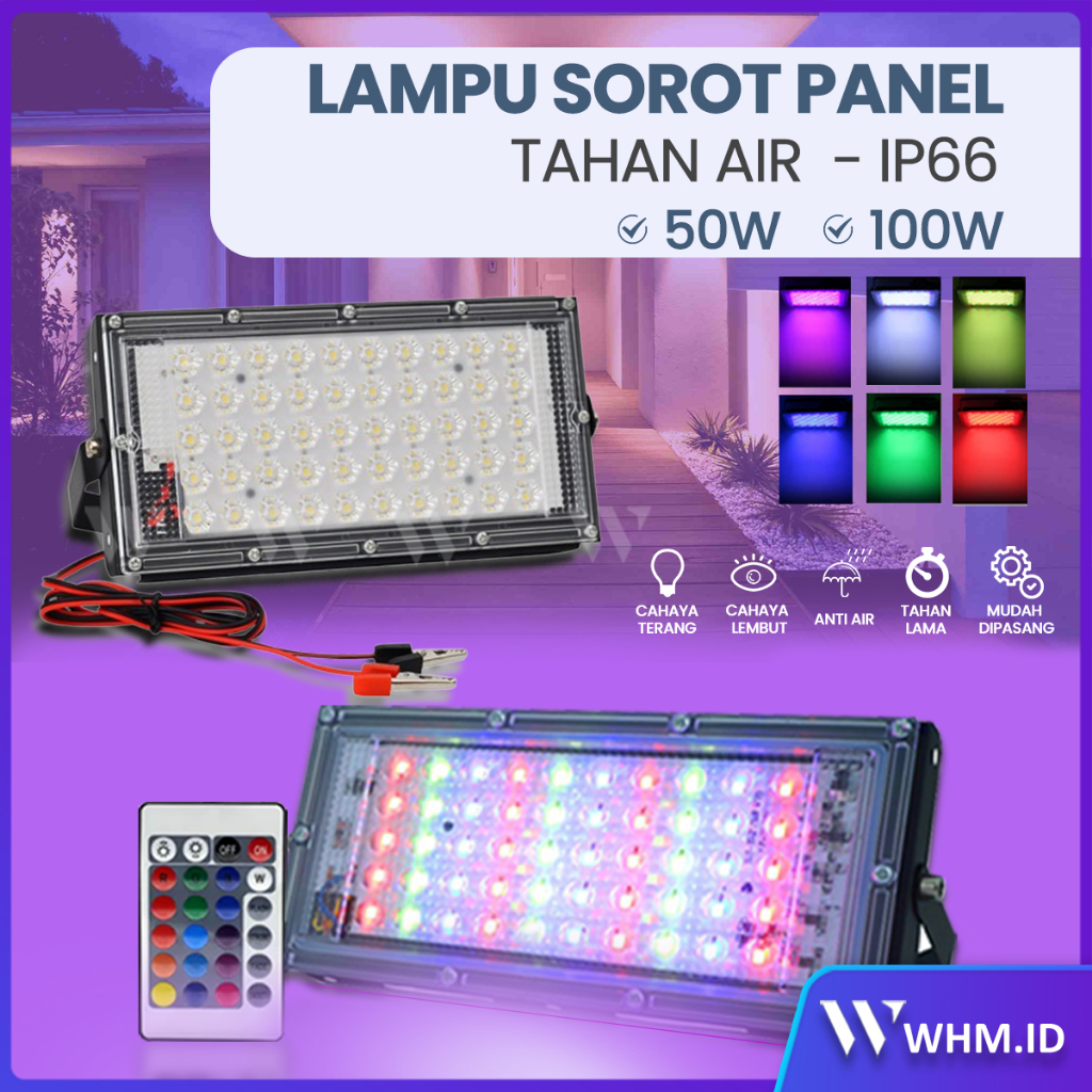 Jual Horici LAMPU SOROT LED 50W AC/DC RGB WW dan Putih / LAMPU SOROT LED 50W REMOT WARNA WARNI ...