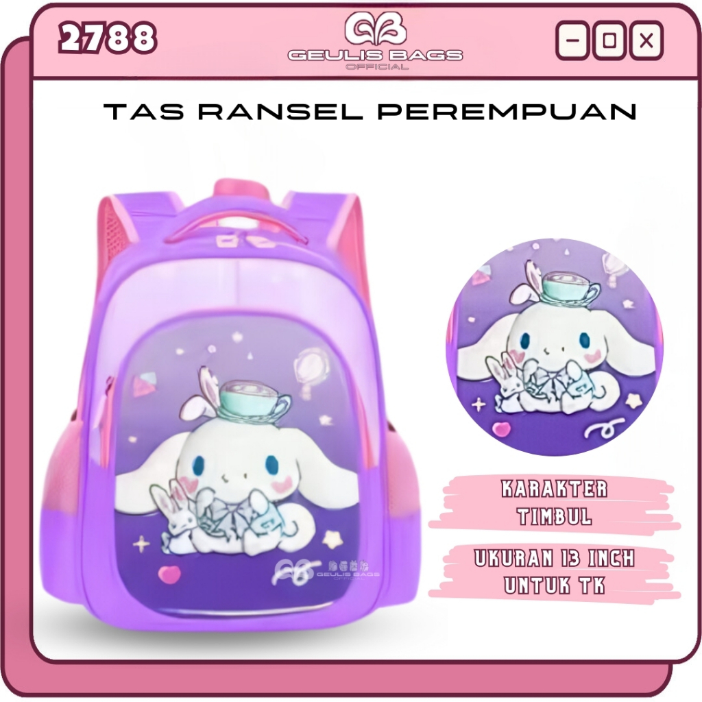 Jual GEULIS BAGS Tas Ransel Sekolah Anak TK PAUD Perempuan Backpack Kuromi Terbaru GLB 2788 ...