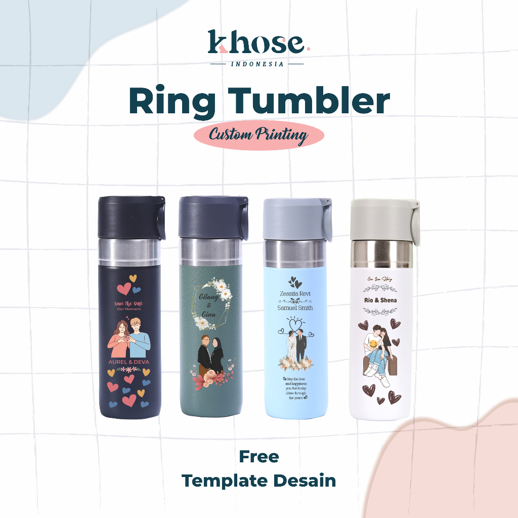 Jual KHOSE Ring Tumblr Stainless 500 ML Pastel Color Cetak UV Full ...