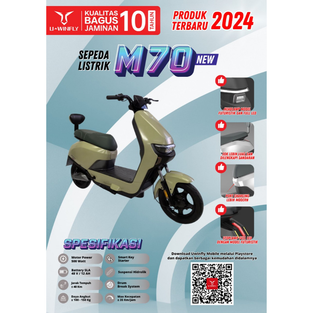 Jual UWINFLY SEPEDA LISTRIK TIPE BARU M70 | Shopee Indonesia