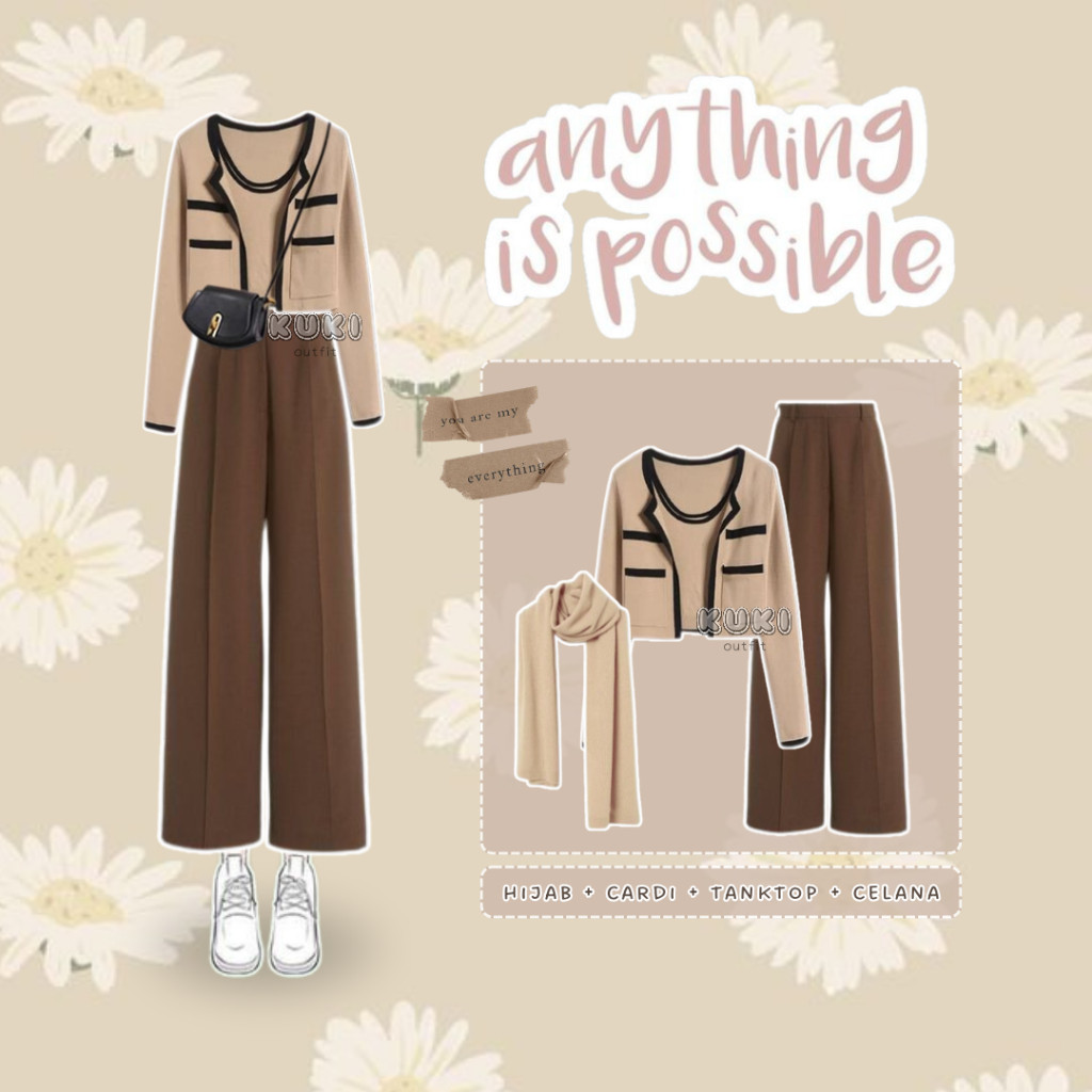 Jual One Set Wanita Korean Style (Cardigan Celana Kulot Knit) Atasan ...