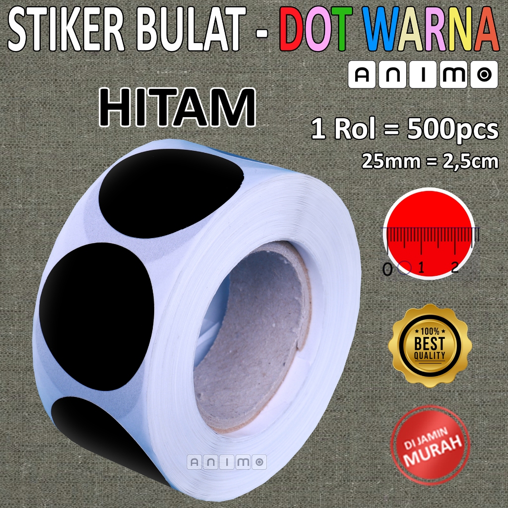 Jual Stiker Bulat Warna - COLOR DOT STICKERS - ROL 25 MM = 2,5 CM ...