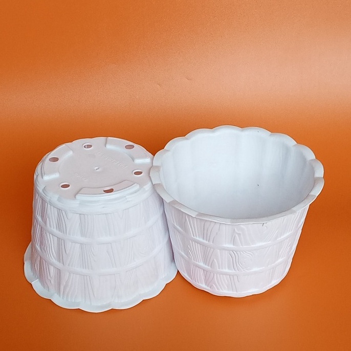 Jual PROMO BESAR Pot Tanaman Warna Putih Corak Bambu Pot 23 Bambu Putih ...