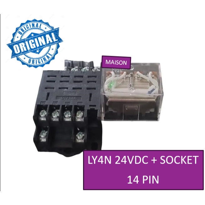 Jual Relay LY4N 24VDC + Socket - 14 PIN | ly4 24vdc | LY4N 24V | Shopee ...