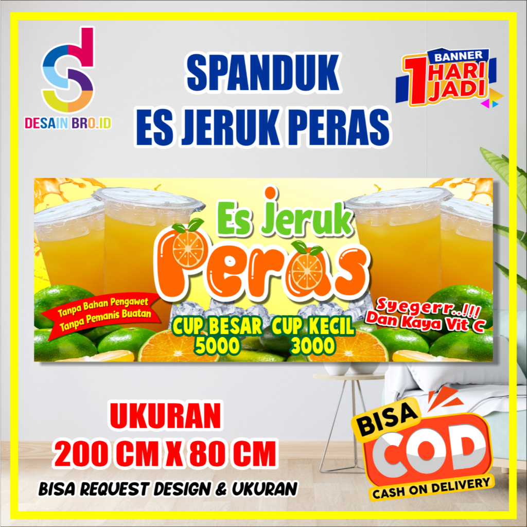 Jual SPANDUK/BANNER ES JERUK PERAS ( BISA CUSTOM ) UKURAN 200X80 CM ...