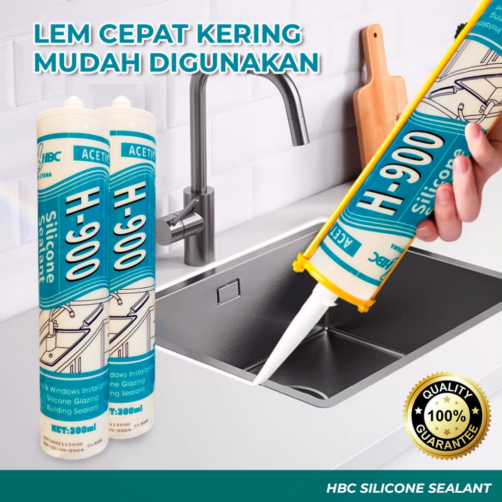 Jual HBC LEM SEALANT TEMBAK H-900 ACETIC LEM KACA, PINTU, JENDELA ...