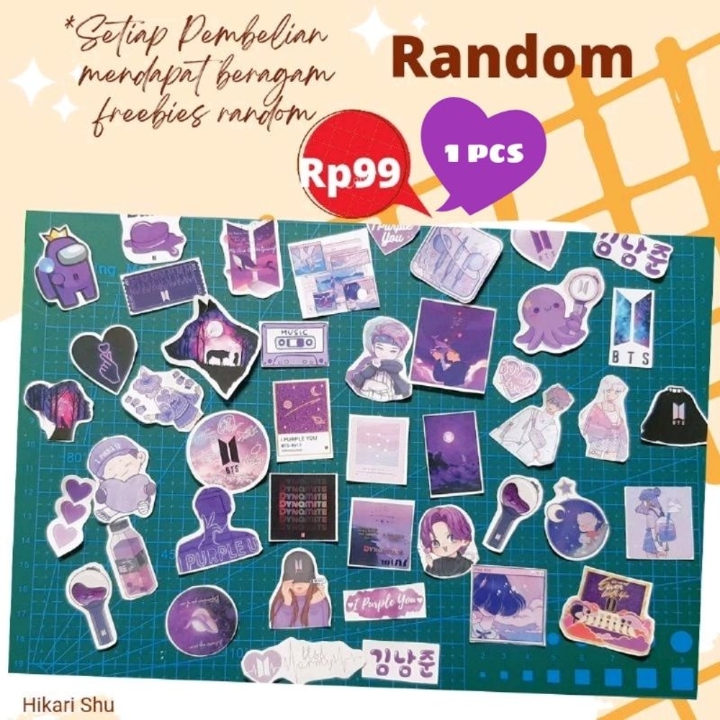 Jual Harga Satuan Sticker Aesthetic Random BTS Purple Harga satuan ...