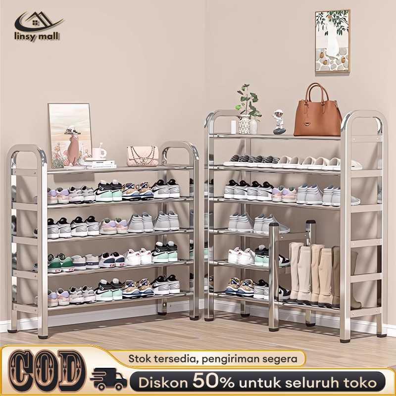 Jual Rak Sepatu Stainless 6 Susun Rak Sepatu Kokoh Tempat Sepatu Sendal ...