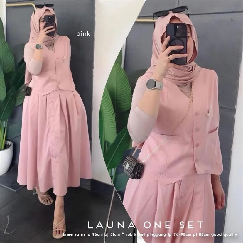 Jual Launa One Set Rompi Vest dan Rok Bahan Linen Rami Premium (tidak ...