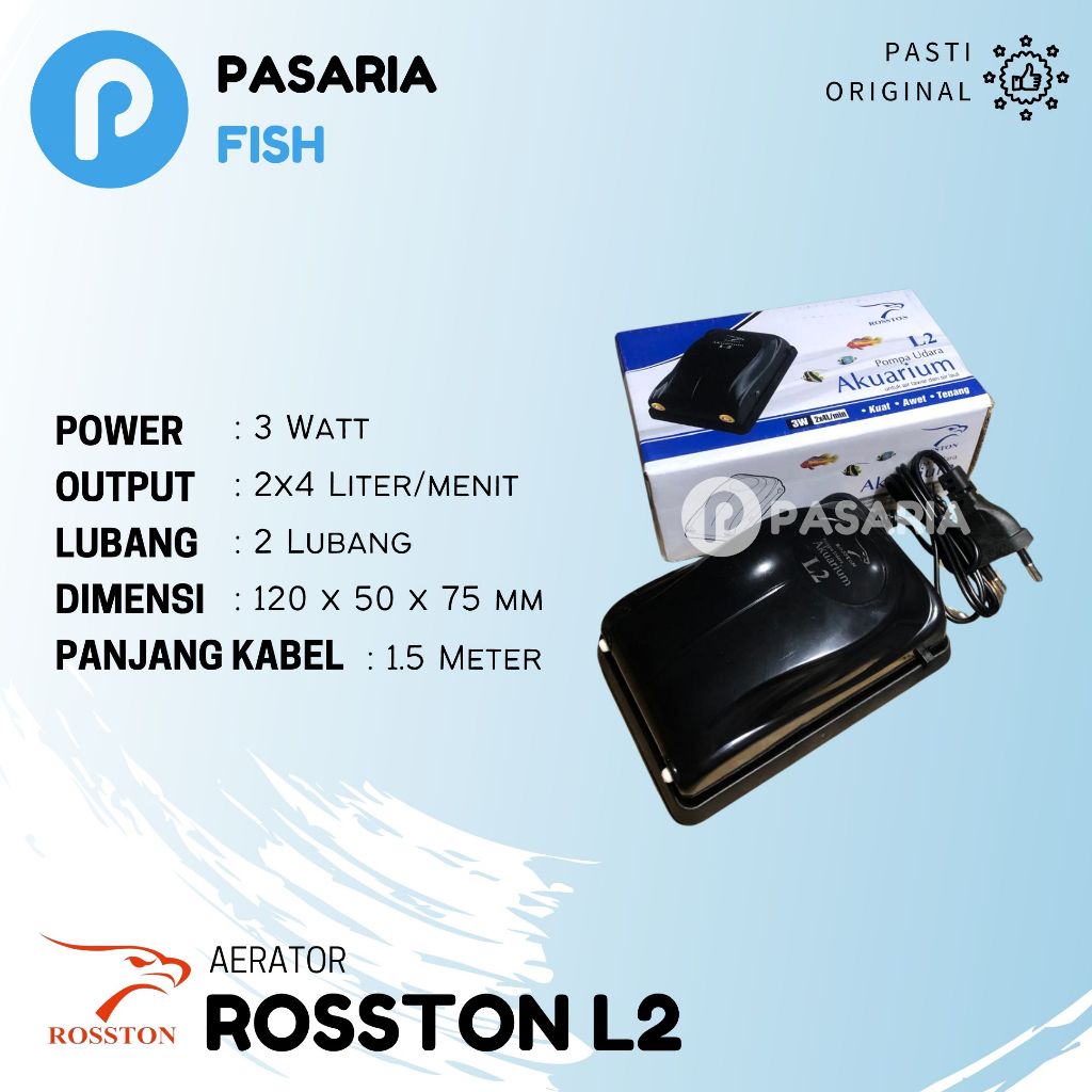 Jual Pompa Udara ROSSTON L2 AERATOR 2 Lubang Aquarium/Kolam Ikan ...