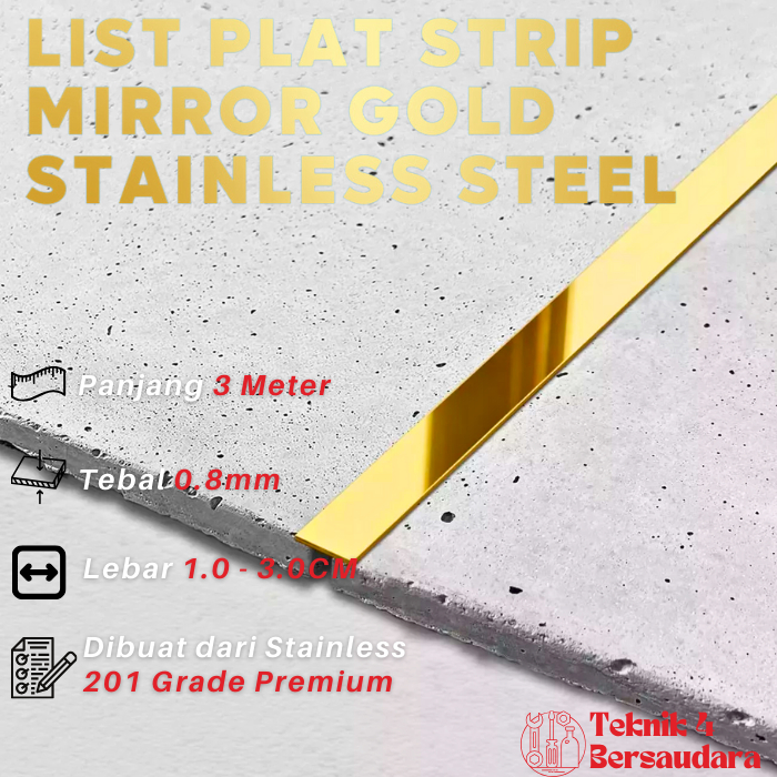 Jual Wall Moulding Stiker Dinding Stainless Steel List Plat Strip 1.0 ...