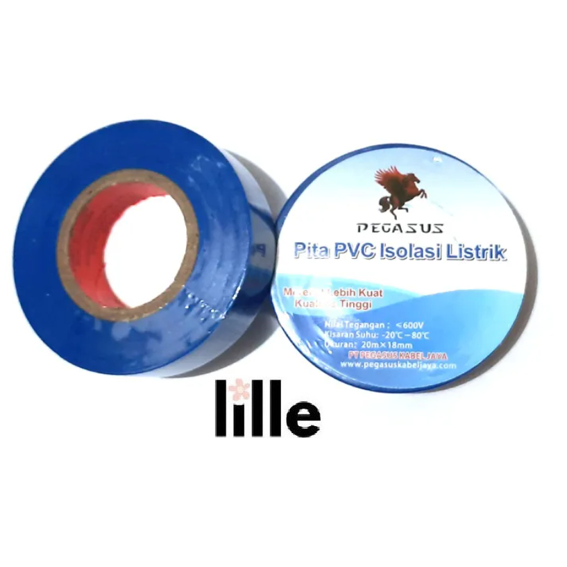Jual Isolasi Kabel Pegasus Biru 18 mm x 20 Meter Lakban Listrik Tekanan ...