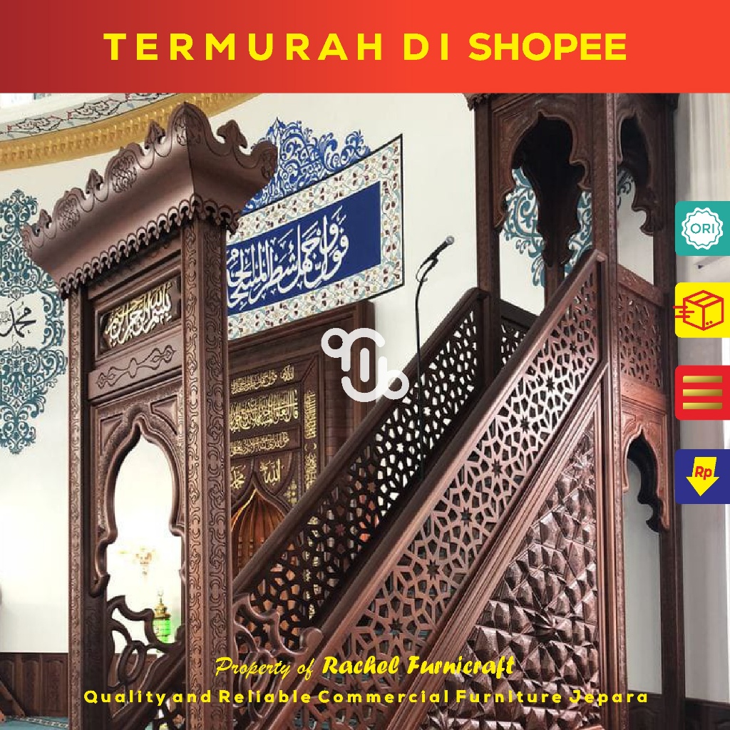 Jual Jual mimbar masjid nabawi partern islamic asli jepara | Shopee ...