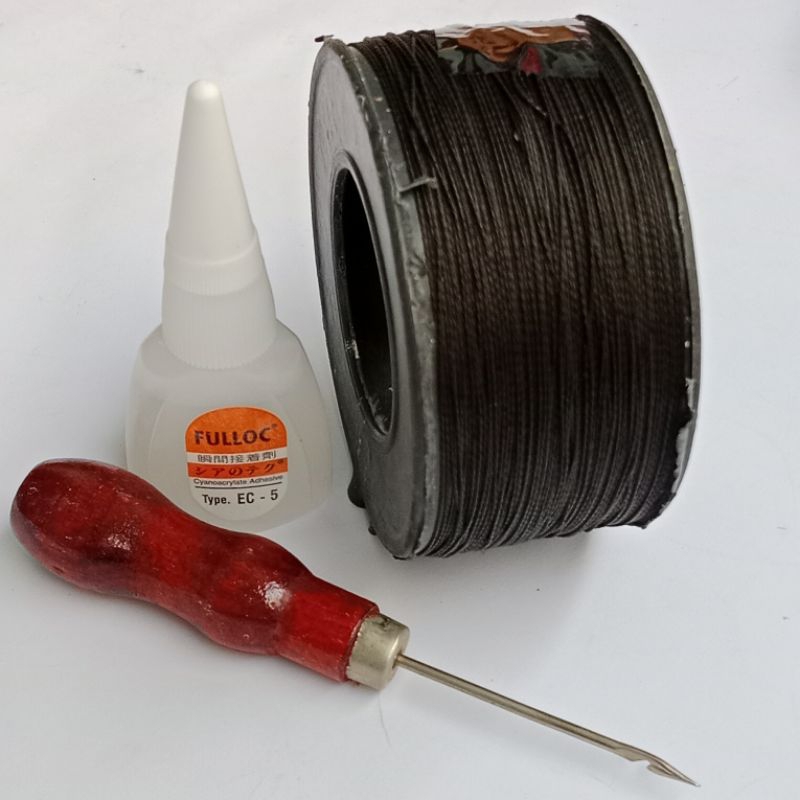 Jual benang rol jumbo hitam lem korea dan jarum sol | Shopee Indonesia