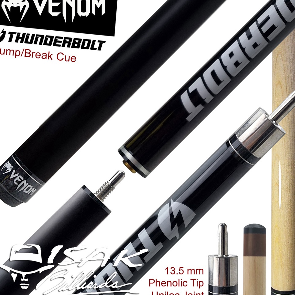 Jual Venom Thunderbolt Jump Break Cue Black 135mm Stick Loncat Billiard ...