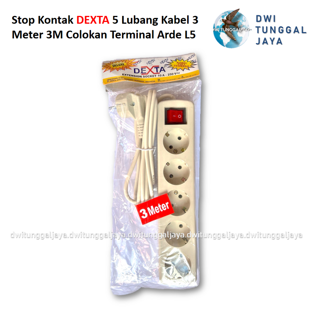 Jual Stop Kontak DEXTA 5 Lubang Kabel 3 Meter 3M Colokan Terminal Arde L5 | Shopee Indonesia