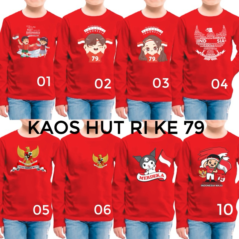 Jual KAOS HUT RI / KAOS DIRGAHAYU 79 ANAK LENGAN PANJANG / KAOS 17 AGUSTUS KEMERDEKAAN | Shopee ...