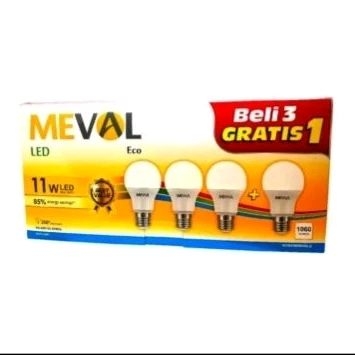 Jual Lampu LED 11 Watt Beli 3 Gratis 1 Putih Meval Eco | Shopee Indonesia