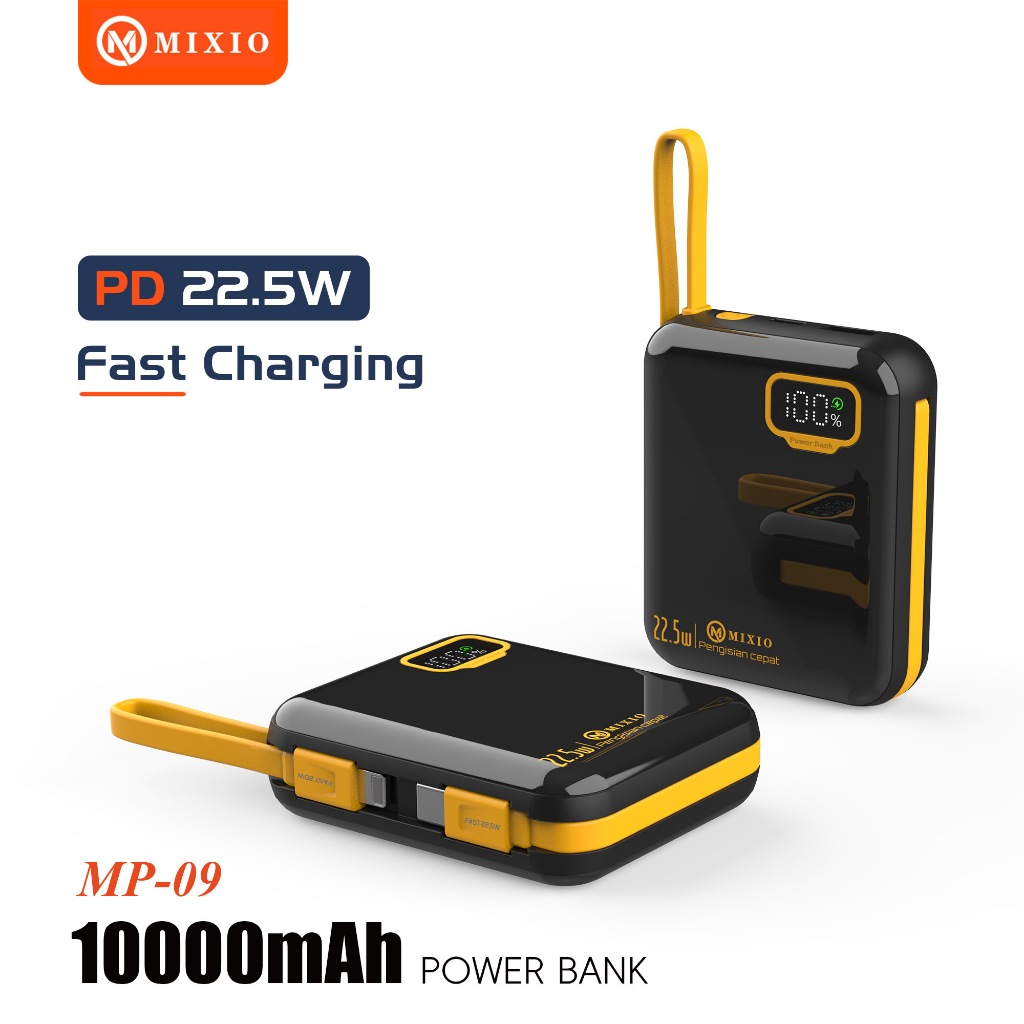 Jual MIXIO MP-09 10000mAh Powerbank Mini 20W With Kabel Fast Charging ...
